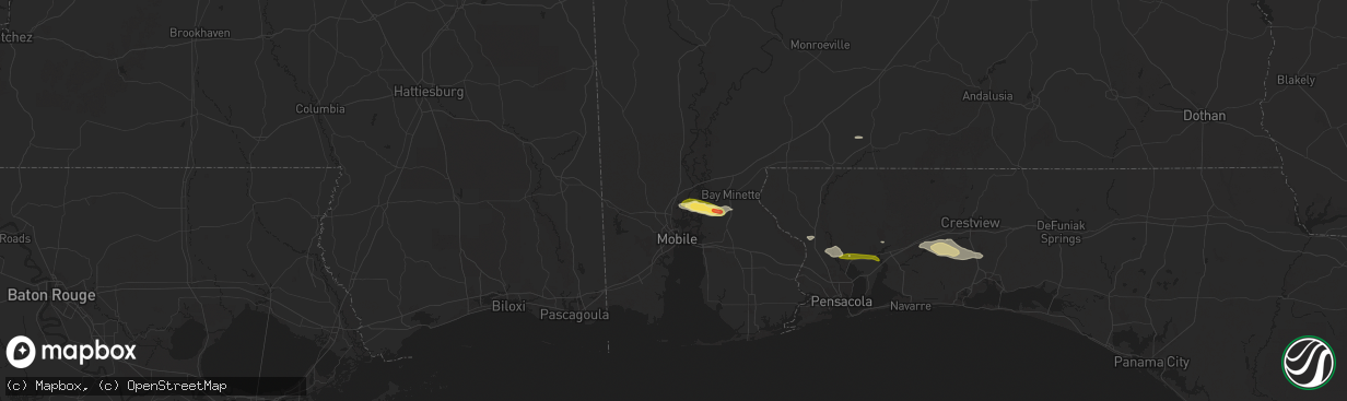 Hail Map in Satsuma, AL on January 3, 2026 - HailTrace