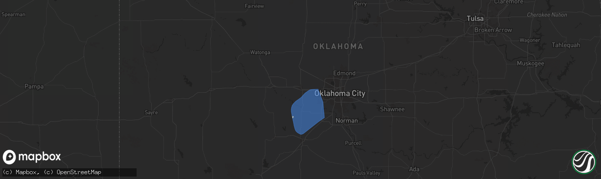 Hail Map in El Reno, OK on January 7, 2026 - HailTrace