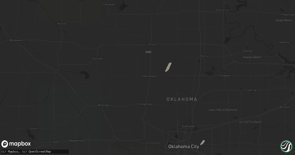 Hail Map in Hennessey, OK on January 7, 2026 - HailTrace