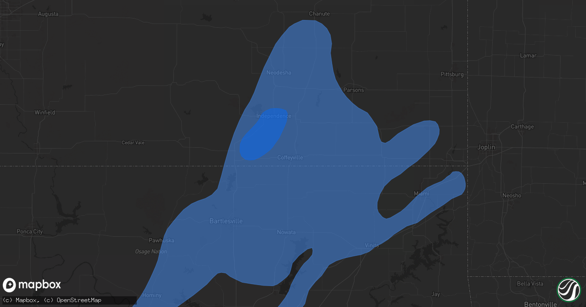 Hail Map in Coffeyville, KS on January 8, 2026 - HailTrace