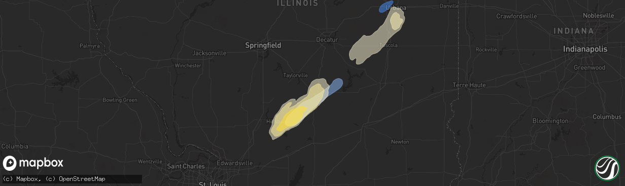 Hail Map in Pana, IL on January 8, 2026 - HailTrace