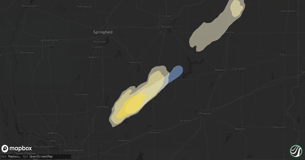 Hail Map in Pana, IL on January 8, 2026 - HailTrace