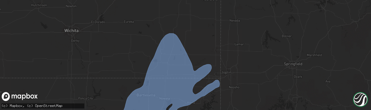 Hail Map in Parsons, KS on January 8, 2026 - HailTrace