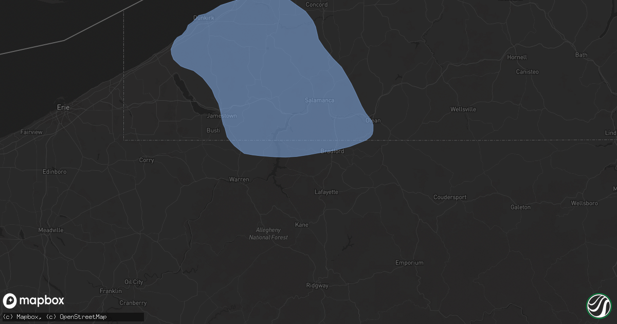 Hail Map in Bradford, PA on January 9, 2026 - HailTrace