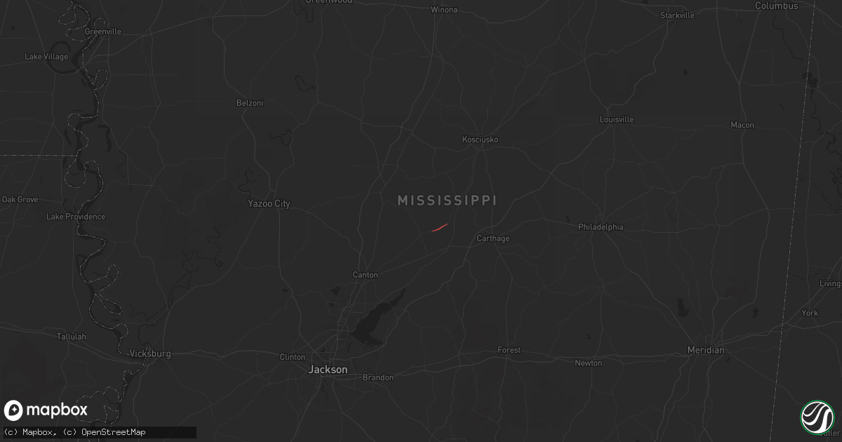 Hail Map in Camden, MS on January 9, 2026 - HailTrace