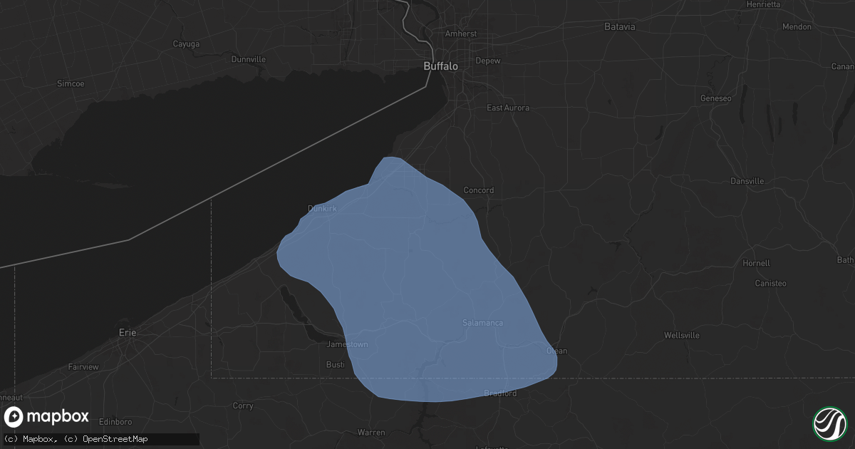 Hail Map in Gowanda, NY on January 9, 2026 - HailTrace