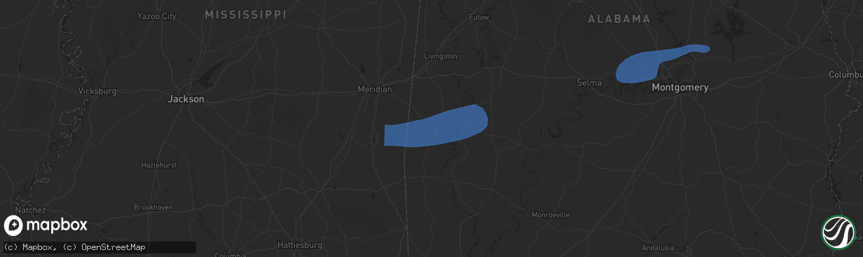 Hail Map in Butler, AL on January 10, 2026 - HailTrace