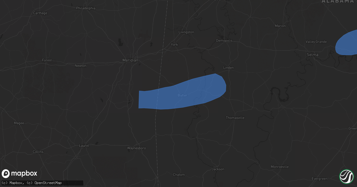 Hail Map in Butler, AL on January 10, 2026 - HailTrace