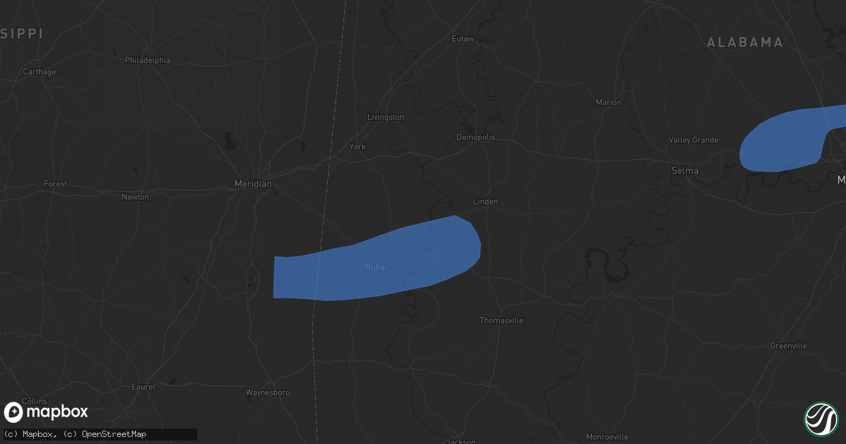 Hail Map in Pennington, AL on January 10, 2026 - HailTrace