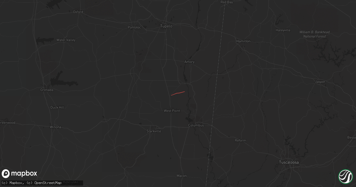 Hail Map in Aberdeen, MS on January 12, 2023 - HailTrace