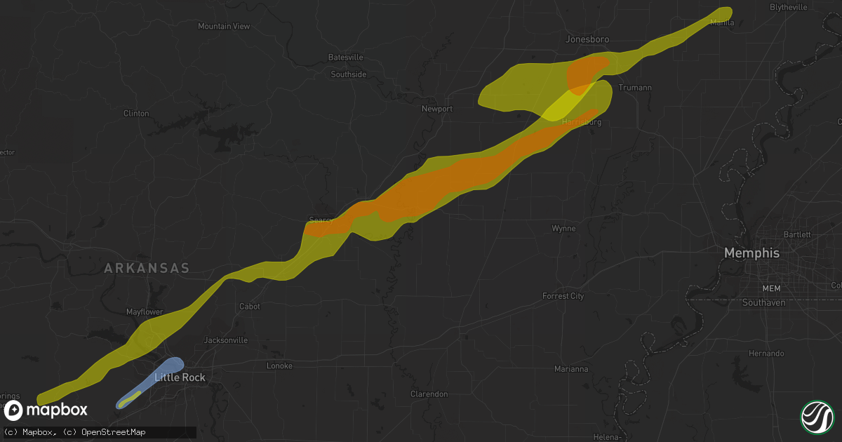 Hail Map in Augusta, AR on January 12, 2024 - HailTrace