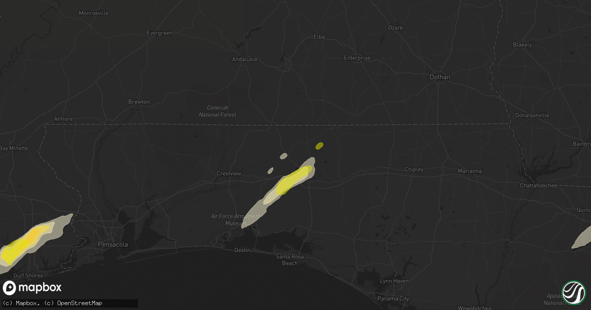 Hail Map in Defuniak Springs, FL on January 22, 2017 - HailTrace
