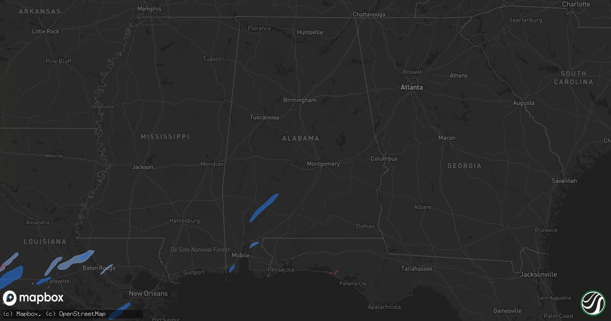 Hail Map in Alabama on January 24, 2023 - HailTrace