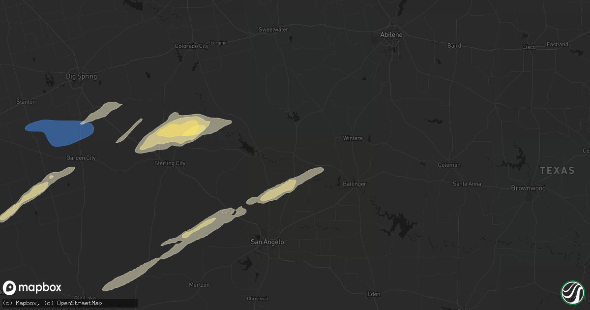 Hail Map in Bronte, TX on February 13, 2026 - HailTrace