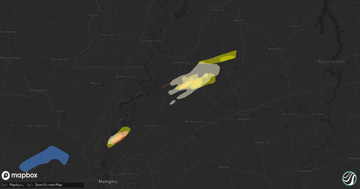 Hail Map in Gates, TN on February 15, 2025 - HailTrace
