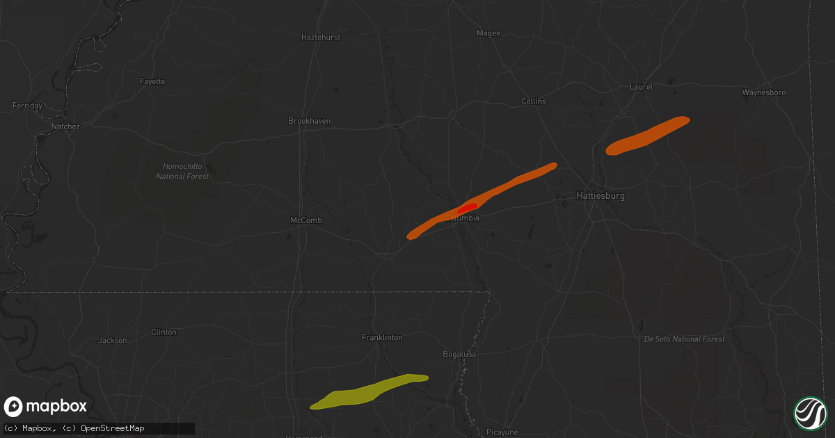 Hail Map in Kokomo, MS on February 21, 2013 - HailTrace
