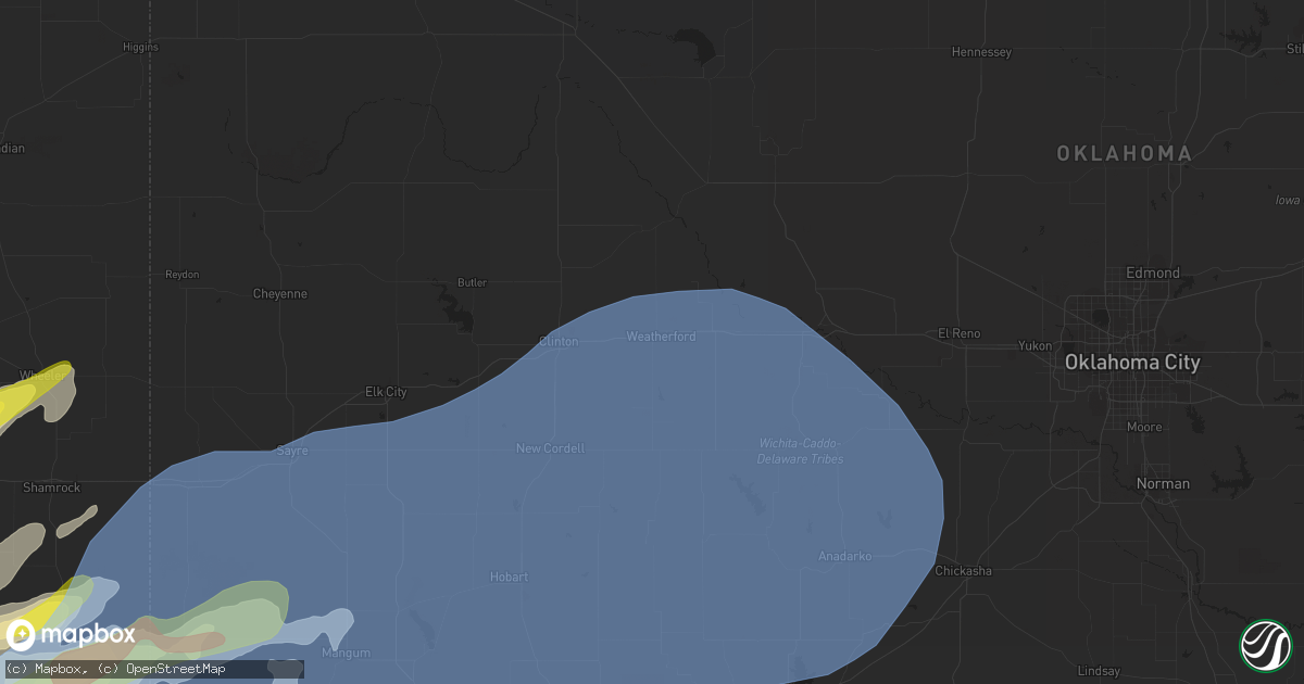 Hail Map in Weatherford, OK on February 26, 2023 - HailTrace