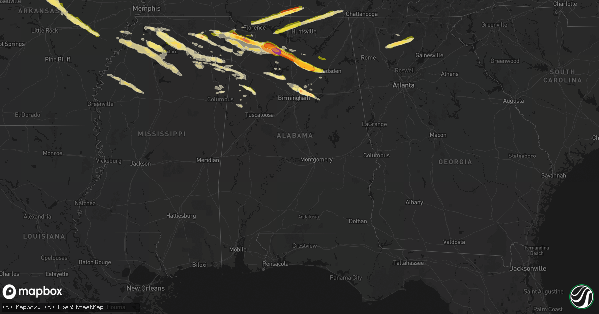 Hail Map in Alabama on February 26, 2026 - HailTrace