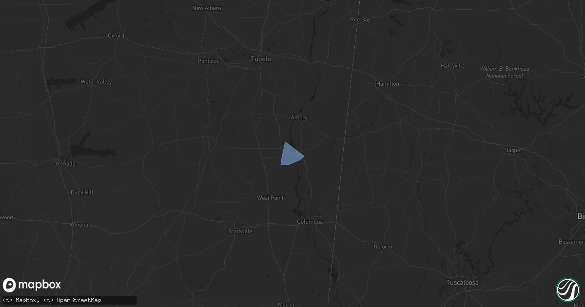 Hail Map in Hamilton, MS on March 3, 2023 - HailTrace