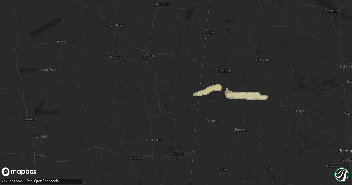 Hail Map in Amory, MS on March 13, 2025 - HailTrace