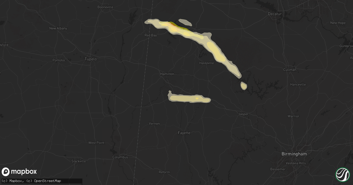 Hail Map in Guin, AL on March 13, 2025 - HailTrace