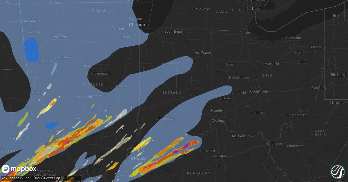 Hail Map in Indiana on March 14, 2025 - HailTrace