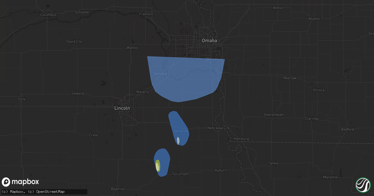 Hail Map in Weeping Water, NE on March 14, 2025 - HailTrace