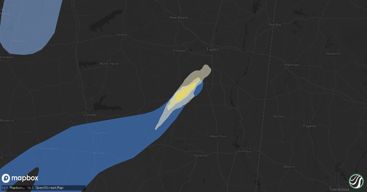 Hail Map in Houston, MS on March 15, 2025 - HailTrace