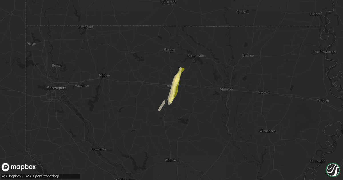 Hail Map in Ruston, LA on March 15, 2025 - HailTrace