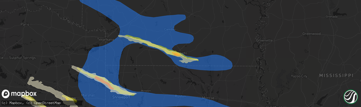 Hail Map in El Dorado, AR on March 15, 2026 - HailTrace
