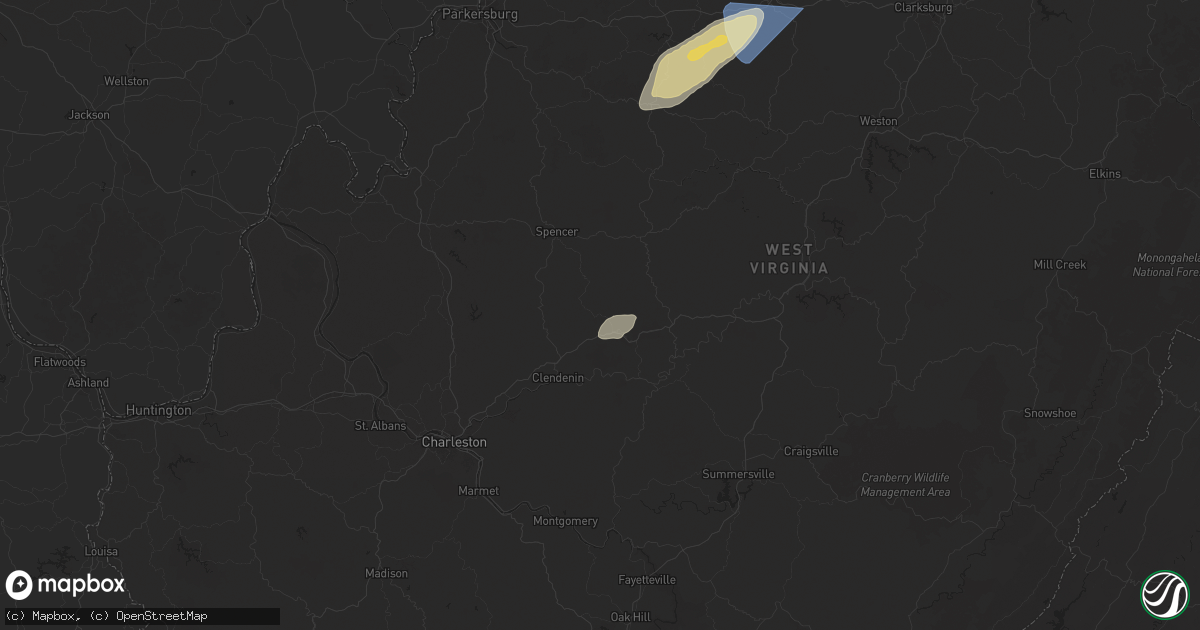 Hail Map in Left Hand, WV on March 16, 2025 - HailTrace