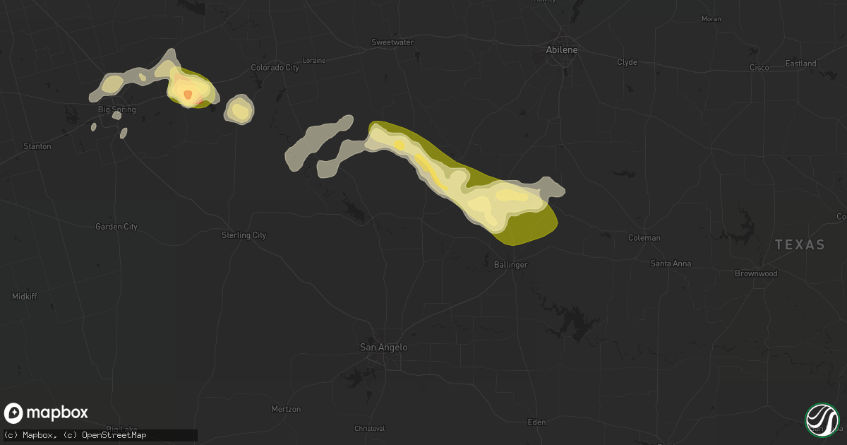 Hail Map in Bronte, TX on March 18, 2011 - HailTrace