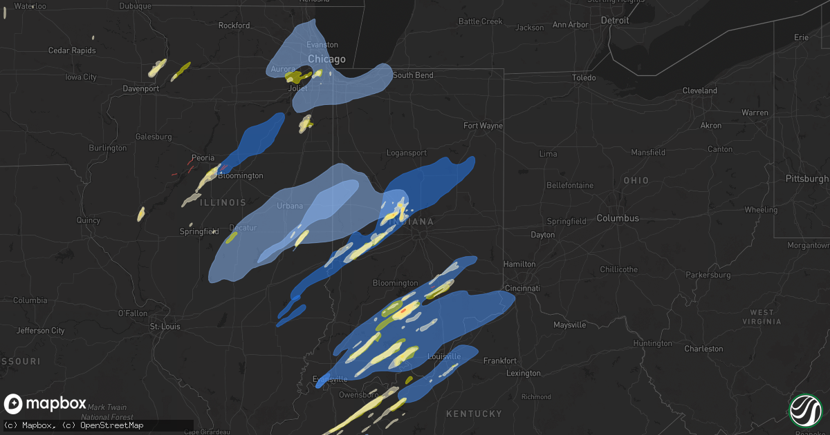Hail Map in Indiana on March 19, 2025 - HailTrace