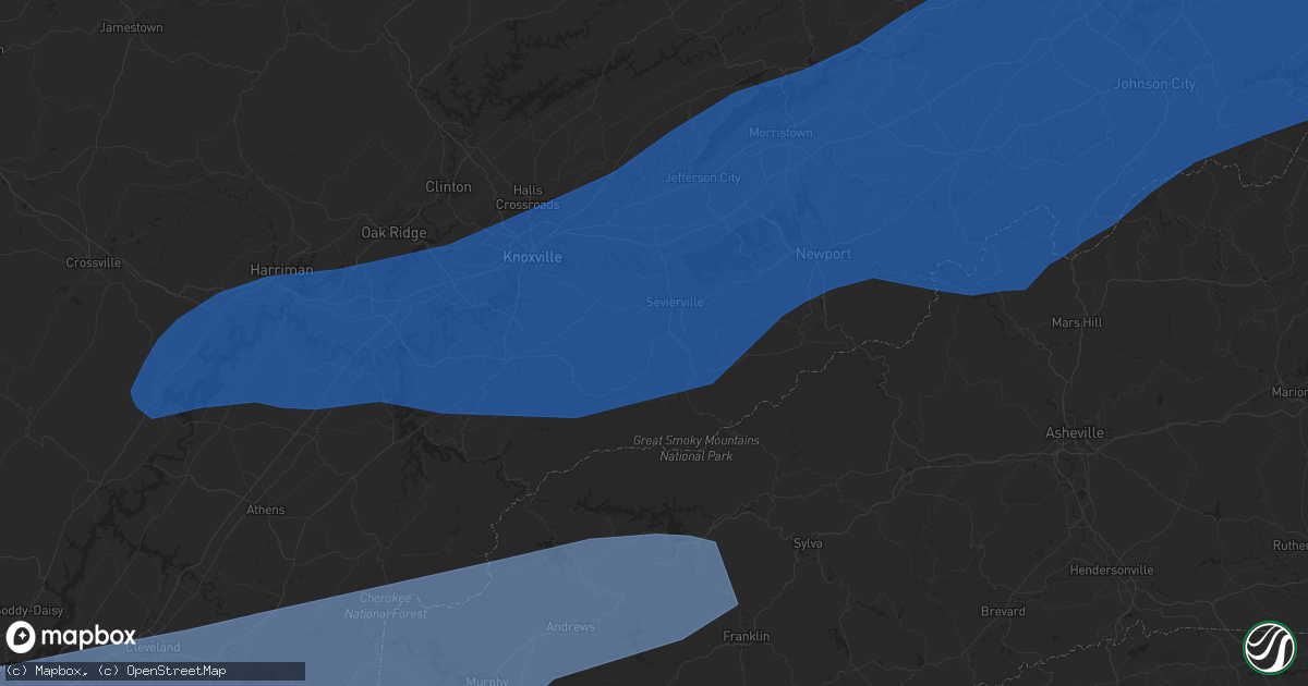 Hail Map in Sevierville, TN on March 24, 2023 - HailTrace