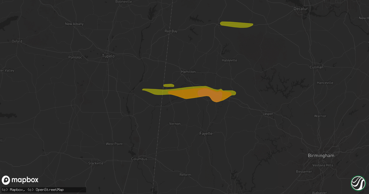 Hail Map in Beaverton, AL on March 24, 2025 - HailTrace