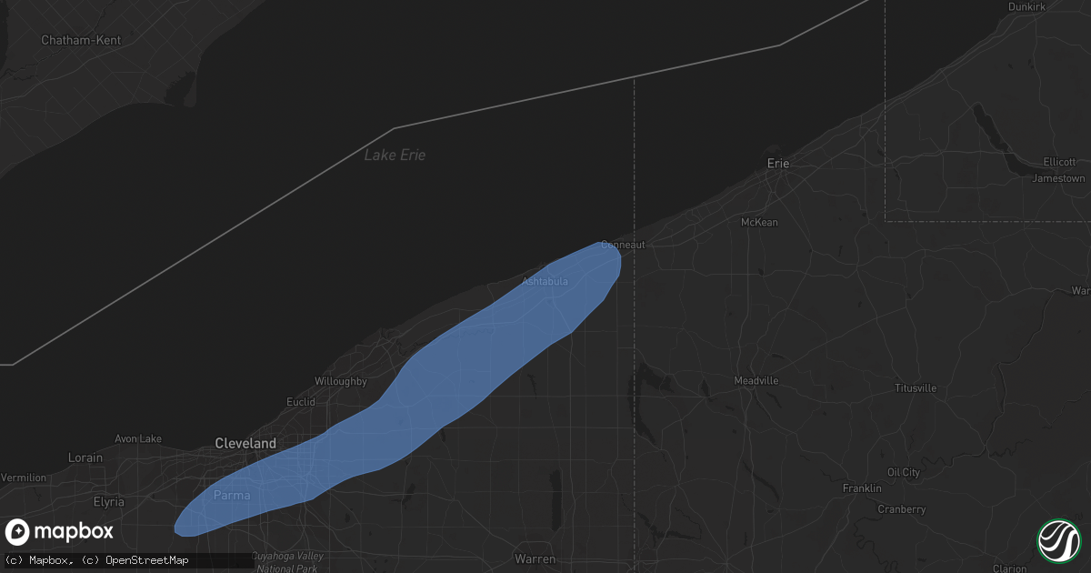 Hail Map in Ashtabula, OH on March 25, 2023 - HailTrace