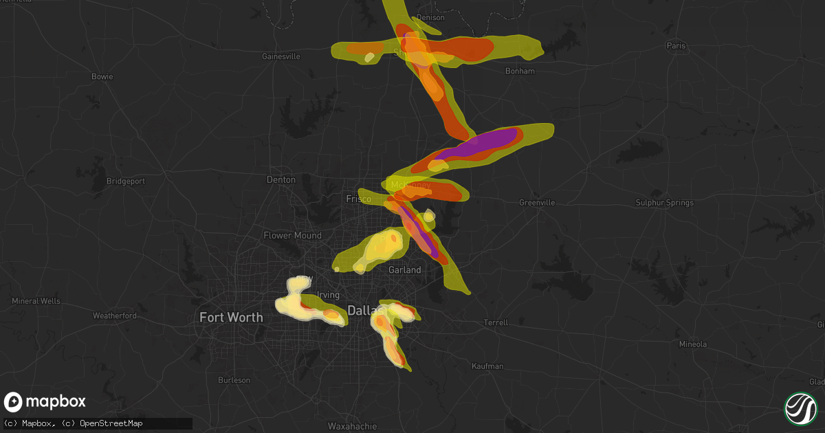 Hail Map in Allen, TX on March 25, 2025 - HailTrace