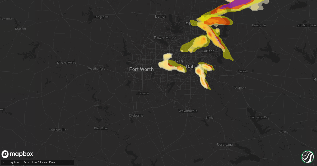 Hail Map in Arlington, TX on March 25, 2025 - HailTrace