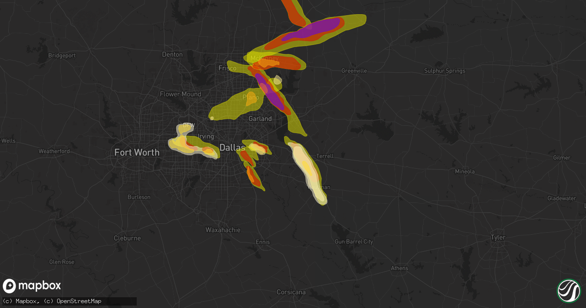 Hail Map in Forney, TX on March 25, 2025 - HailTrace