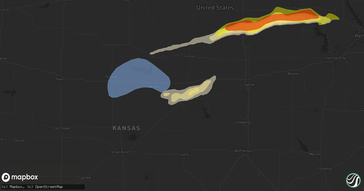 Hail Map in Ellsworth, KS on March 27, 2025 - HailTrace