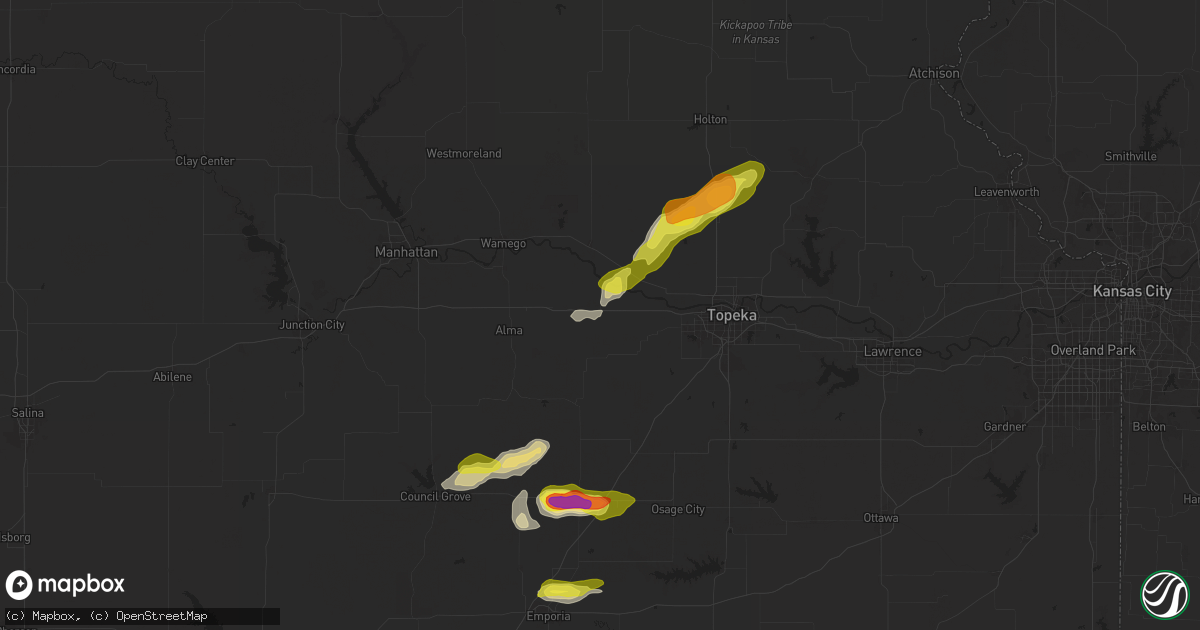 Hail Map in Maple Hill, KS on March 27, 2025 - HailTrace