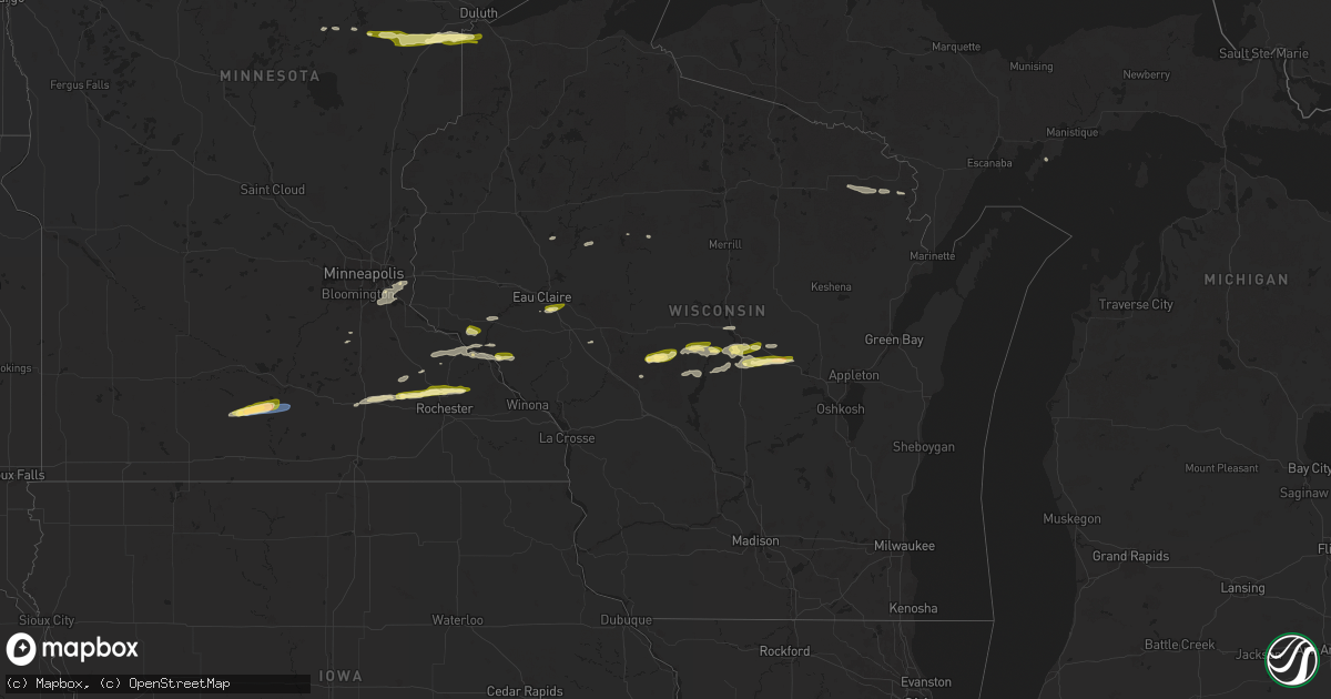Hail Map in Wisconsin on March 28, 2025 - HailTrace