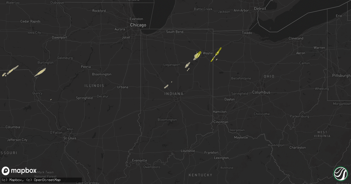 Hail Map in Indiana on April 1, 2025 - HailTrace