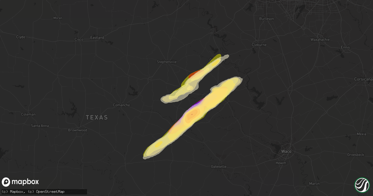 Hail Map in Hico, TX on April 3, 2023 - HailTrace