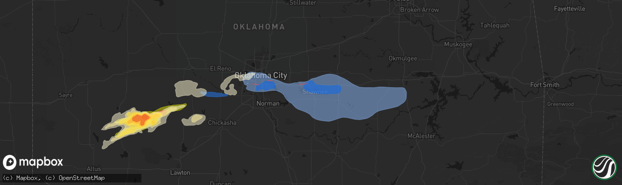 Hail Map in Shawnee, OK on April 3, 2026 - HailTrace
