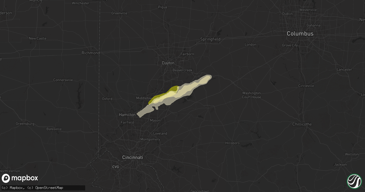 Hail Map in Waynesville, OH on April 4, 2025 - HailTrace