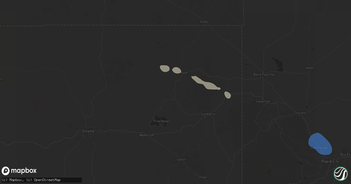 Hail Map in Devils Tower, WY on April 8, 2025 - HailTrace