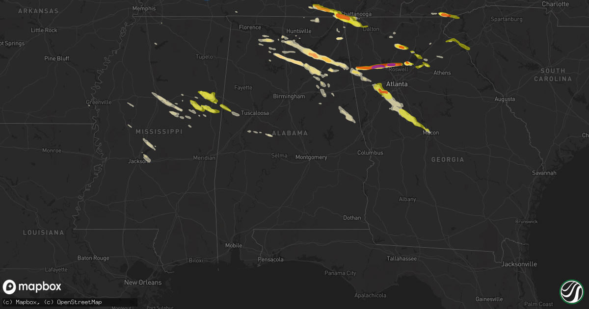 Hail Map in Alabama on April 10, 2025 - HailTrace