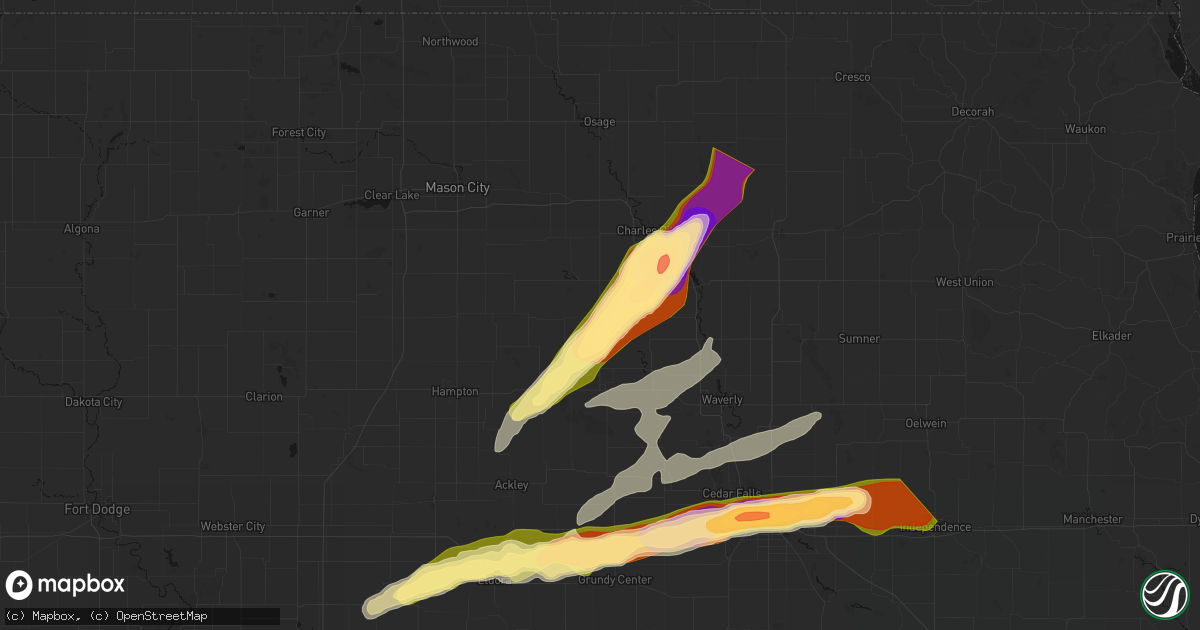 Hail Map in Greene, IA on April 14, 2026 - HailTrace