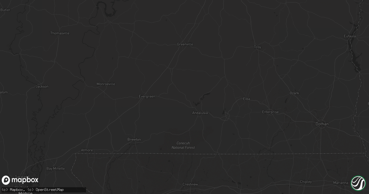 Hail Map in Red Level, AL on April 16, 2024 - HailTrace